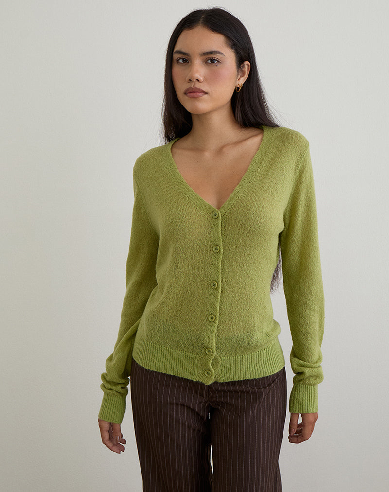 Green Sheer Knit Cardigan | Renisa – motelrocks.com