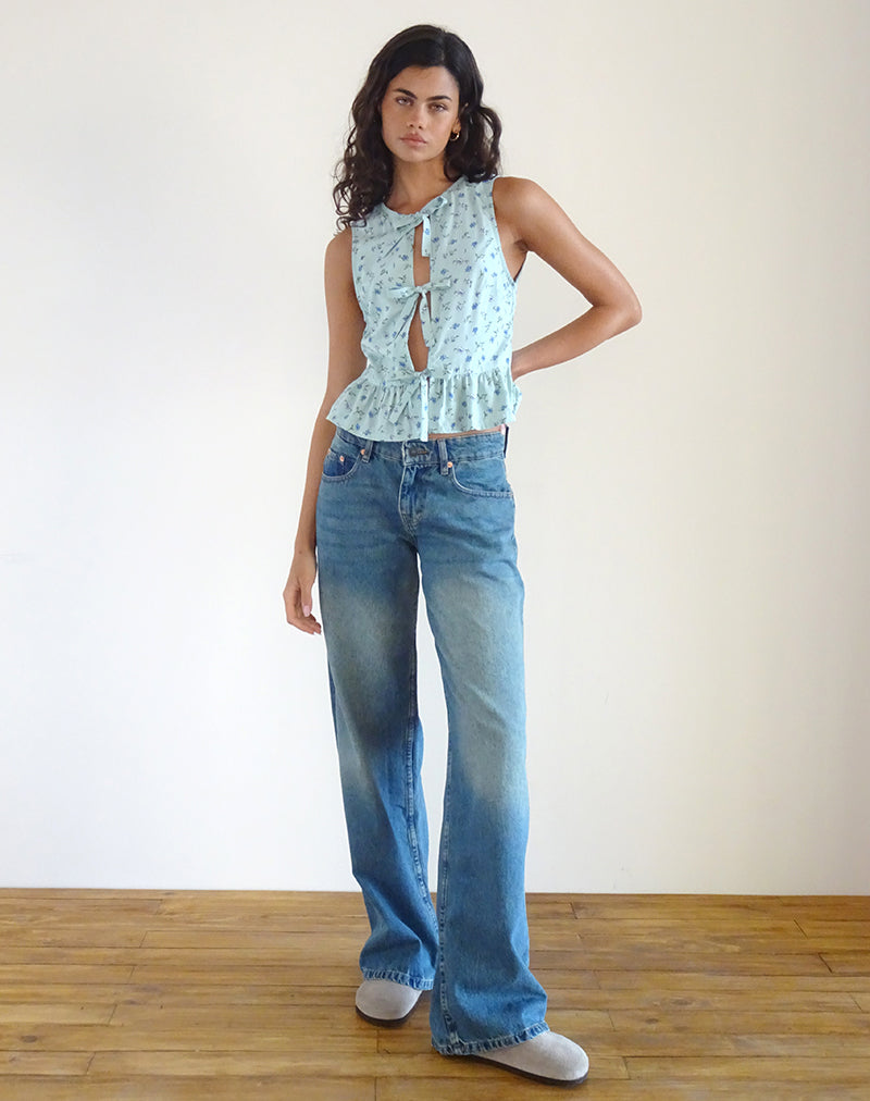 Green Pretty Petal Tie Front Top | Revata – motelrocks.com