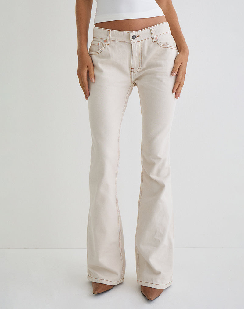 Off White Low Rise Flared Jeans | Rigid – motelrocks.com