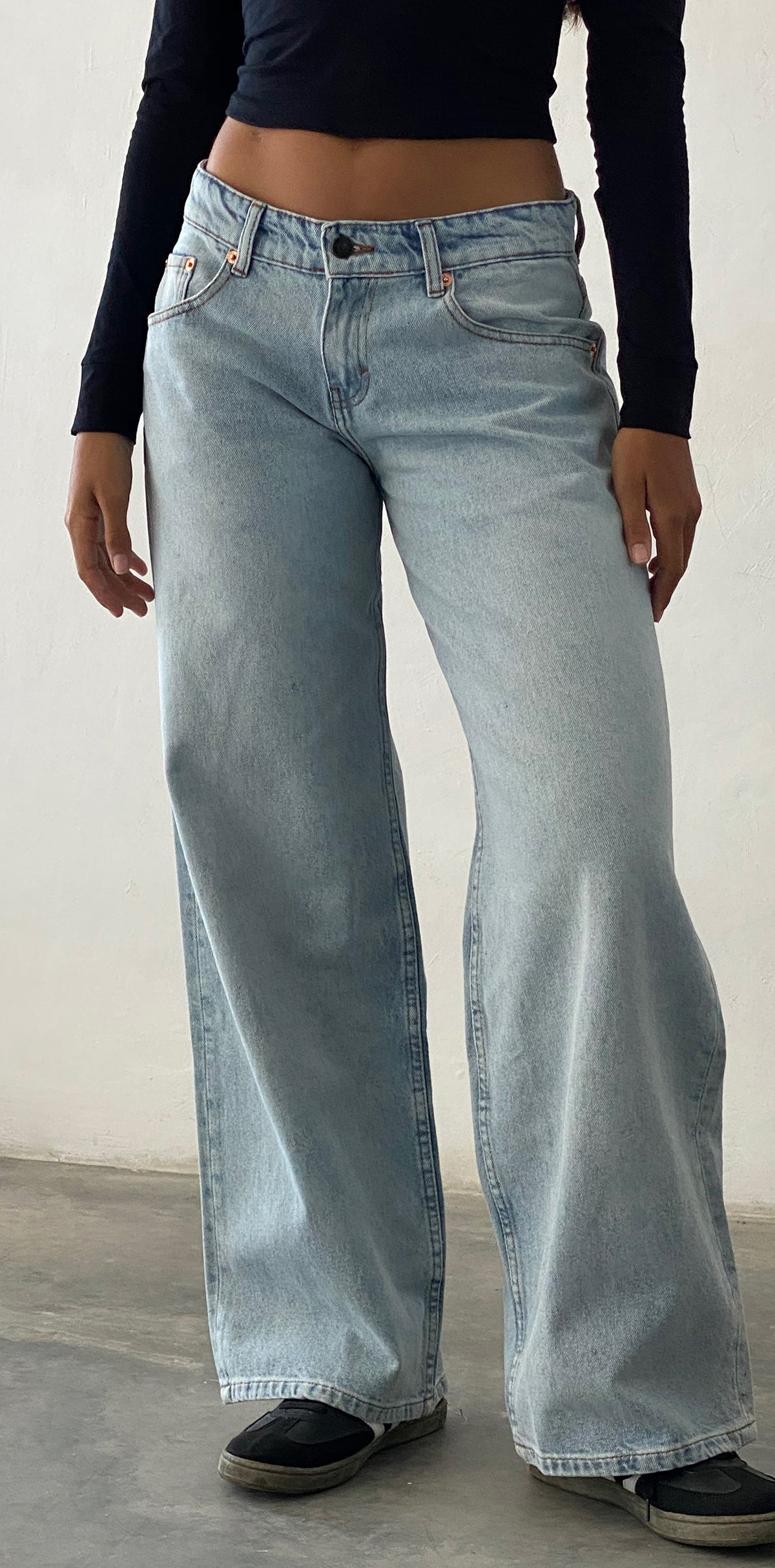 Extreme Light Wash Blue Extra Wide Low Rise Jeans | Roomy – motelrocks.com