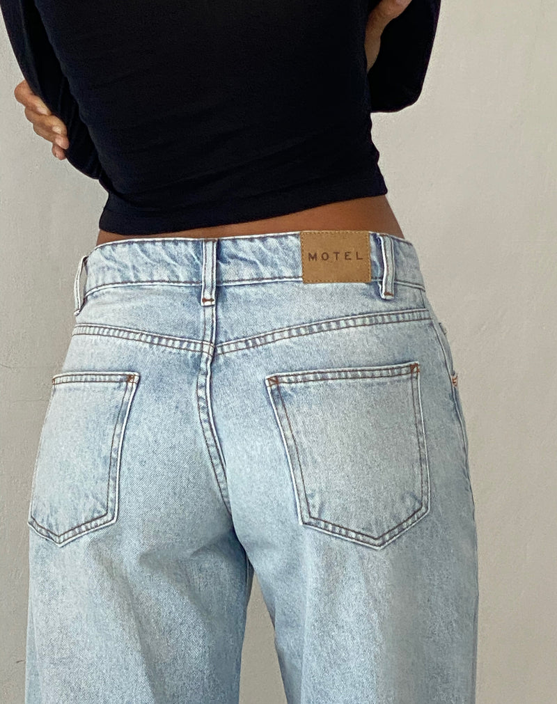 Extreme Light Wash Blue Extra Wide Low Rise Jeans | Roomy – motelrocks.com