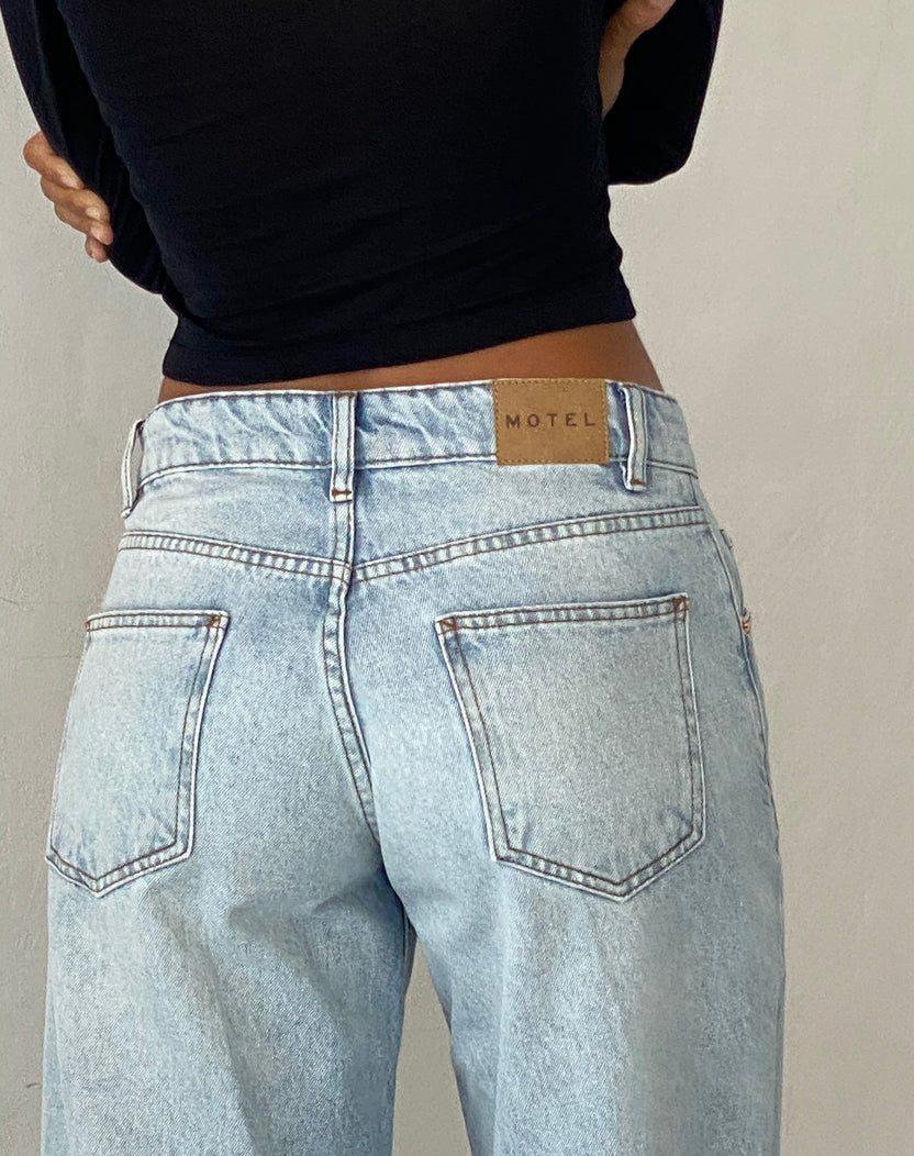 Extreme Light Wash Blue Extra Wide Low Rise Jeans | Roomy – motelrocks.com