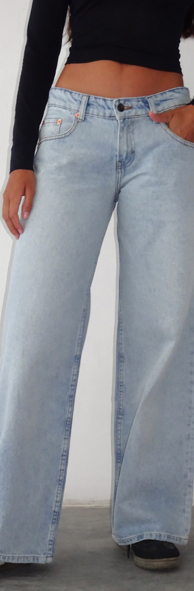 Extreme Light Wash Blue Extra Wide Low Rise Jeans | Roomy – motelrocks.com