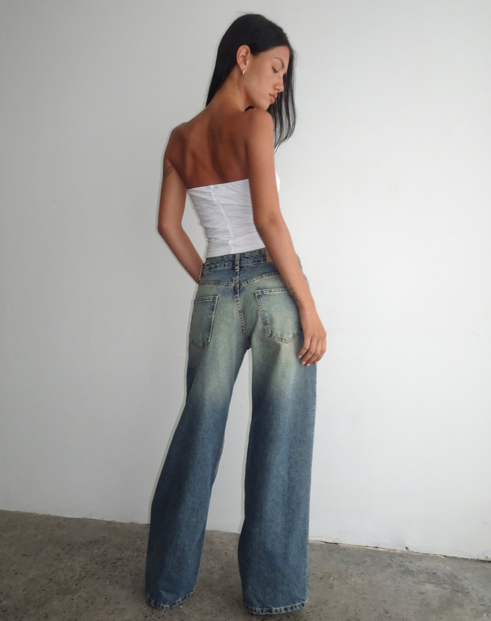 Extreme Blue Green Extra Wide Low Rise Jeans | Roomy – motelrocks.com