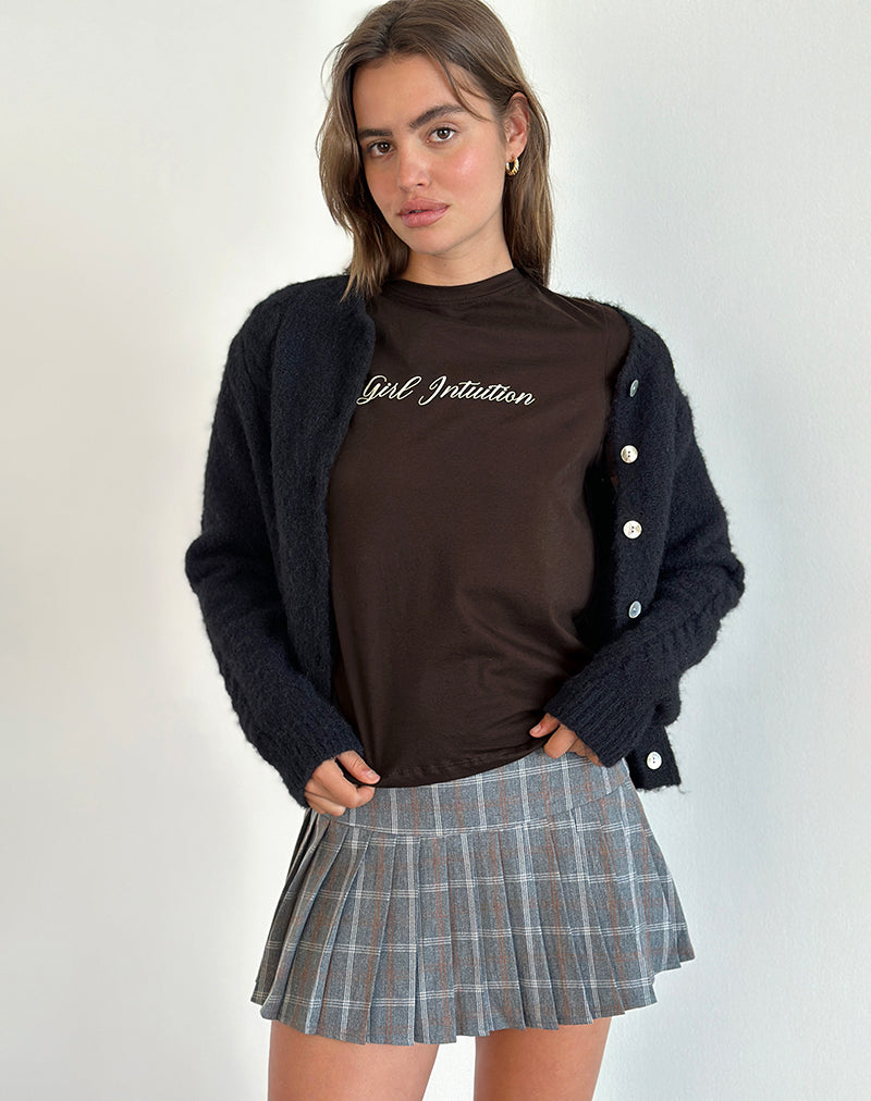 Brown Chocolate Tee with Girl Intuition Print | Saki – motelrocks.com