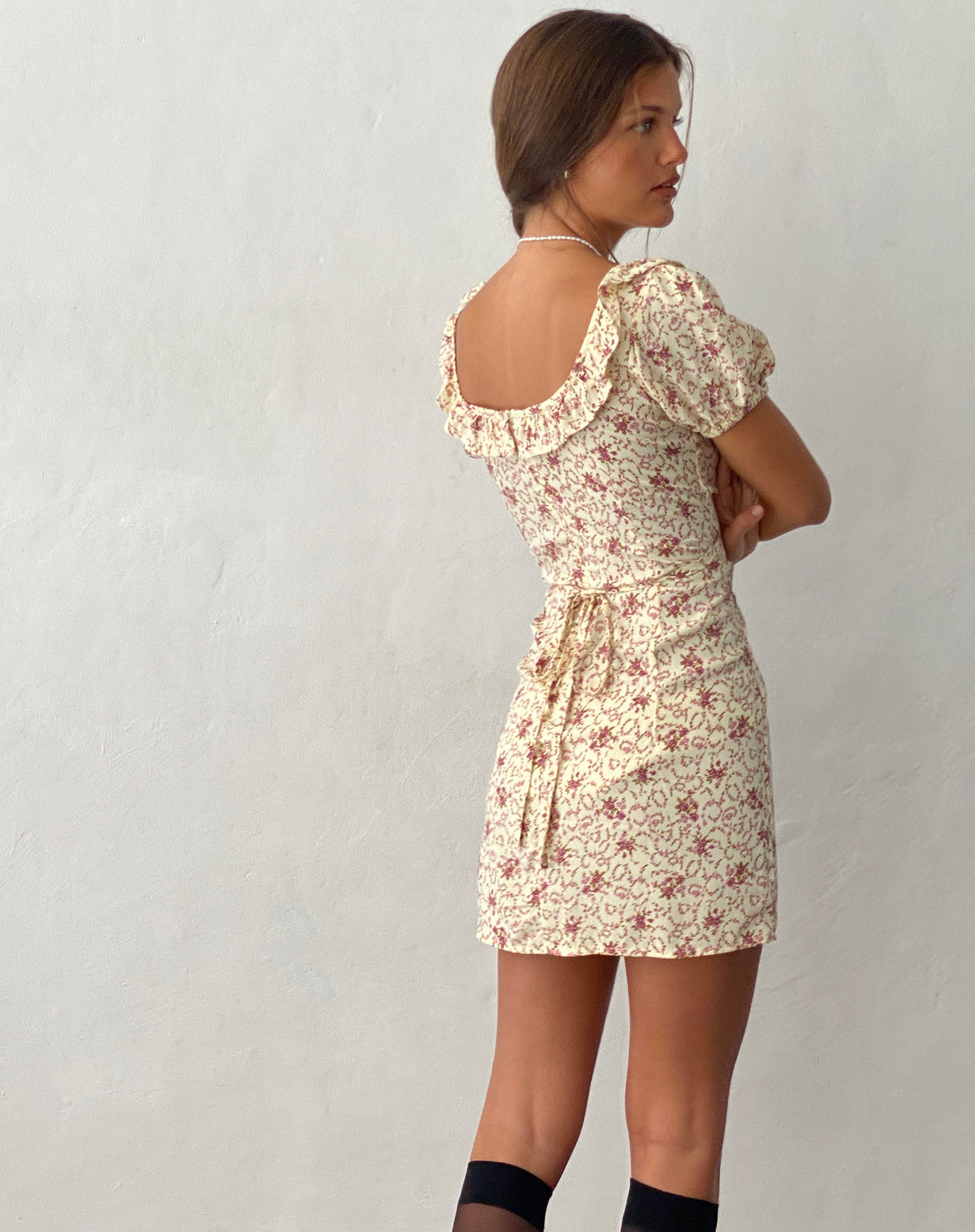 Flower Chain Cream Mini Dress | Sasyana – motelrocks.com