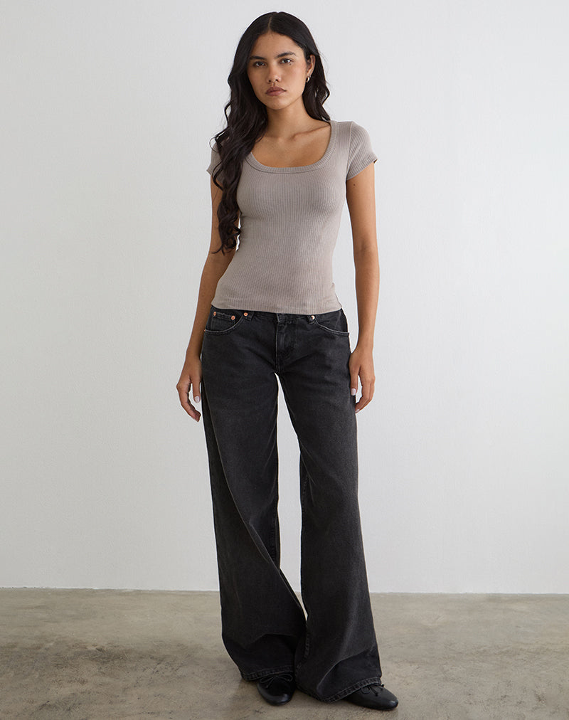 Moon Rock Grey Thick Rib Tee | Sumala – motelrocks.com