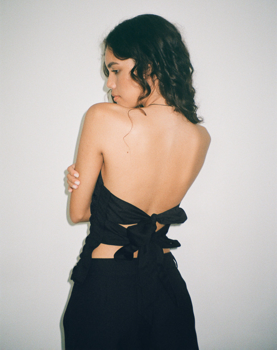 Black Tie Back Longline Tube Top | Tahari – motelrocks.com