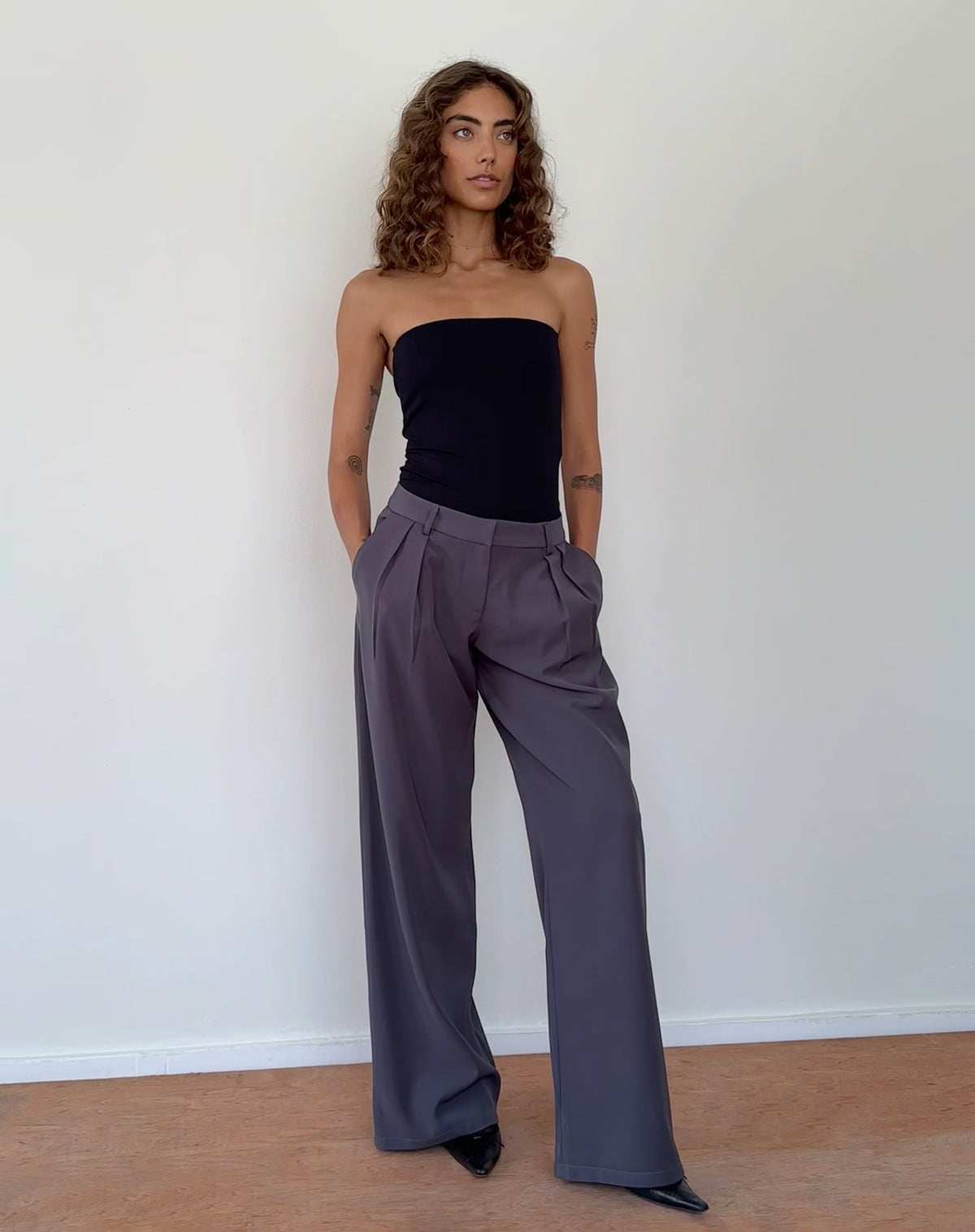 Black Lycra bandeau Bodysuit | Taite – motelrocks.com