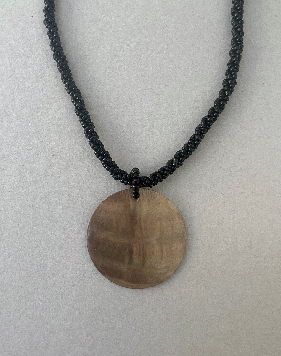 Black Round Pendant Necklace | Talola – motelrocks.com