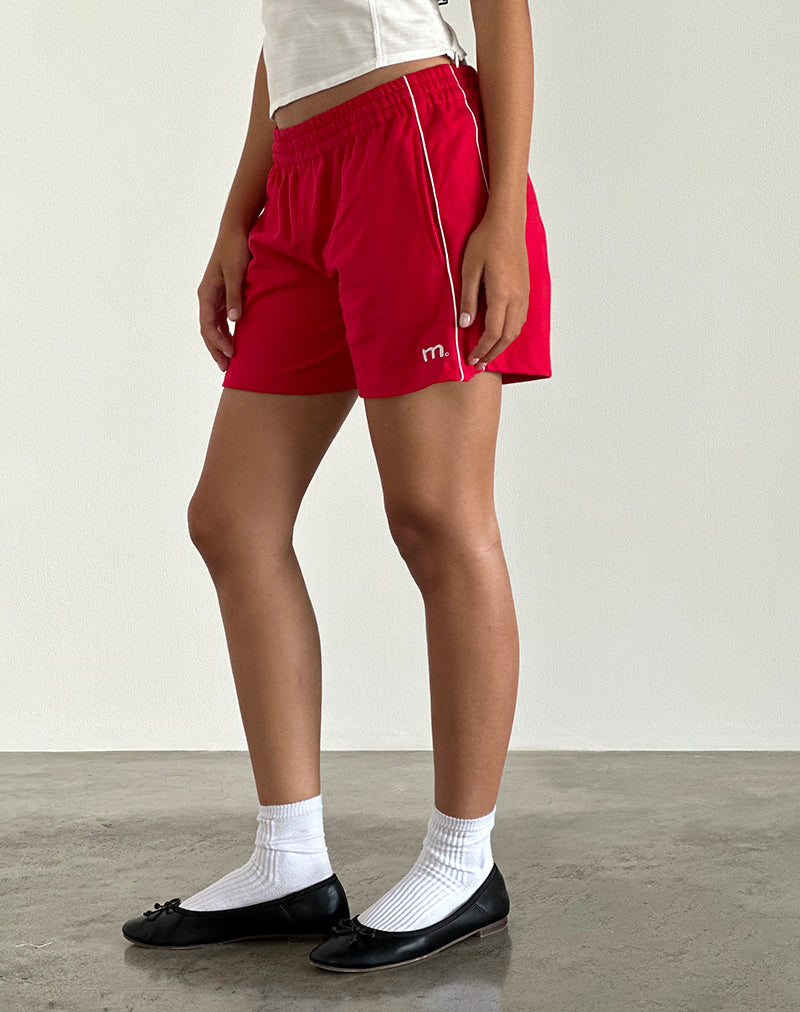 Tango Red Shorts with Off White Piping and M Emb | Thera – motelrocks.com