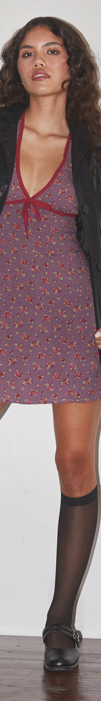Flowing Rose Deep Purple Mini Dress | Vaiso – motelrocks.com