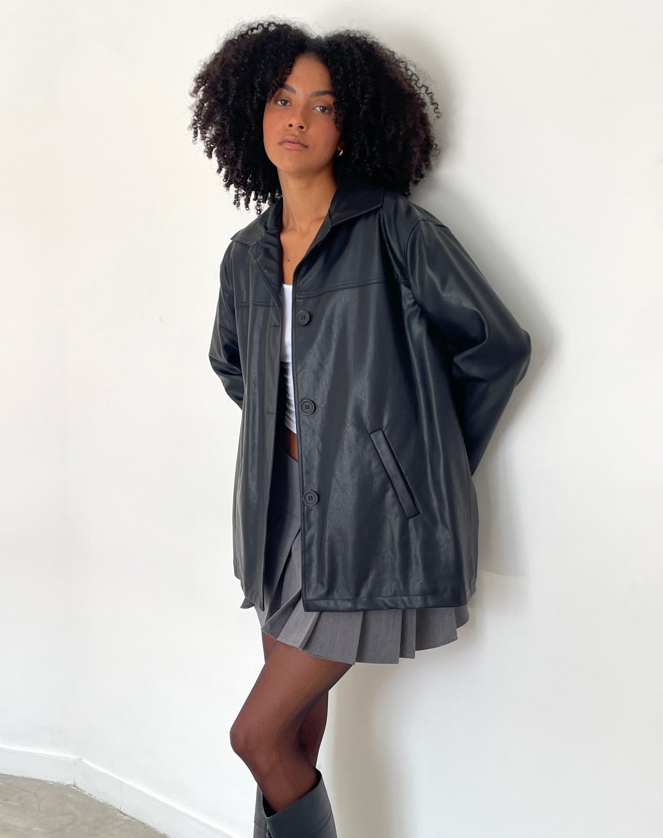 Black Pu Leather Jacket | Walta – motelrocks.com