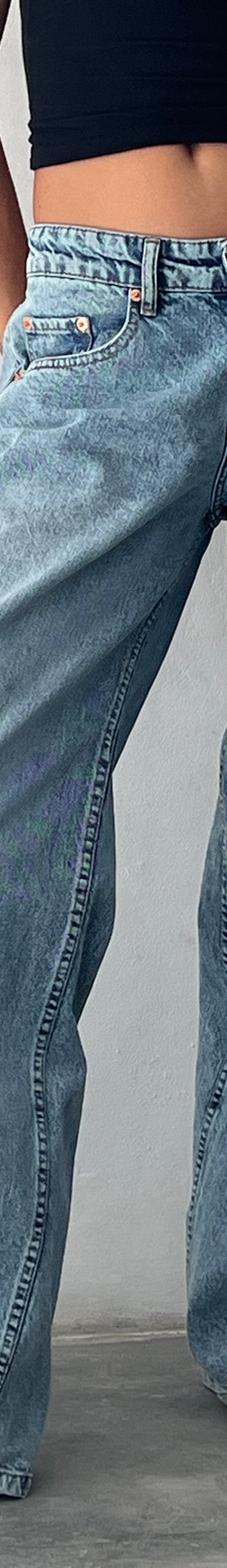 Blue Wash Extra Wide Low Rise Jeans | Roomy – motelrocks.com