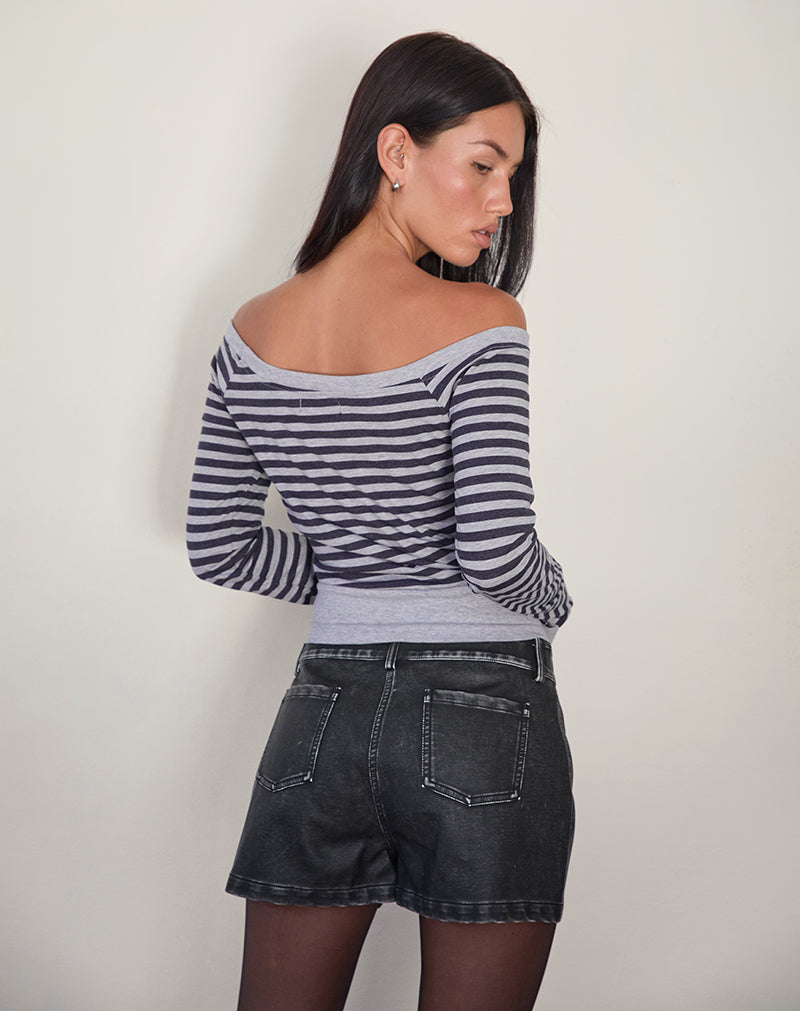 Grey and Black Striped Top | Yacin – motelrocks.com