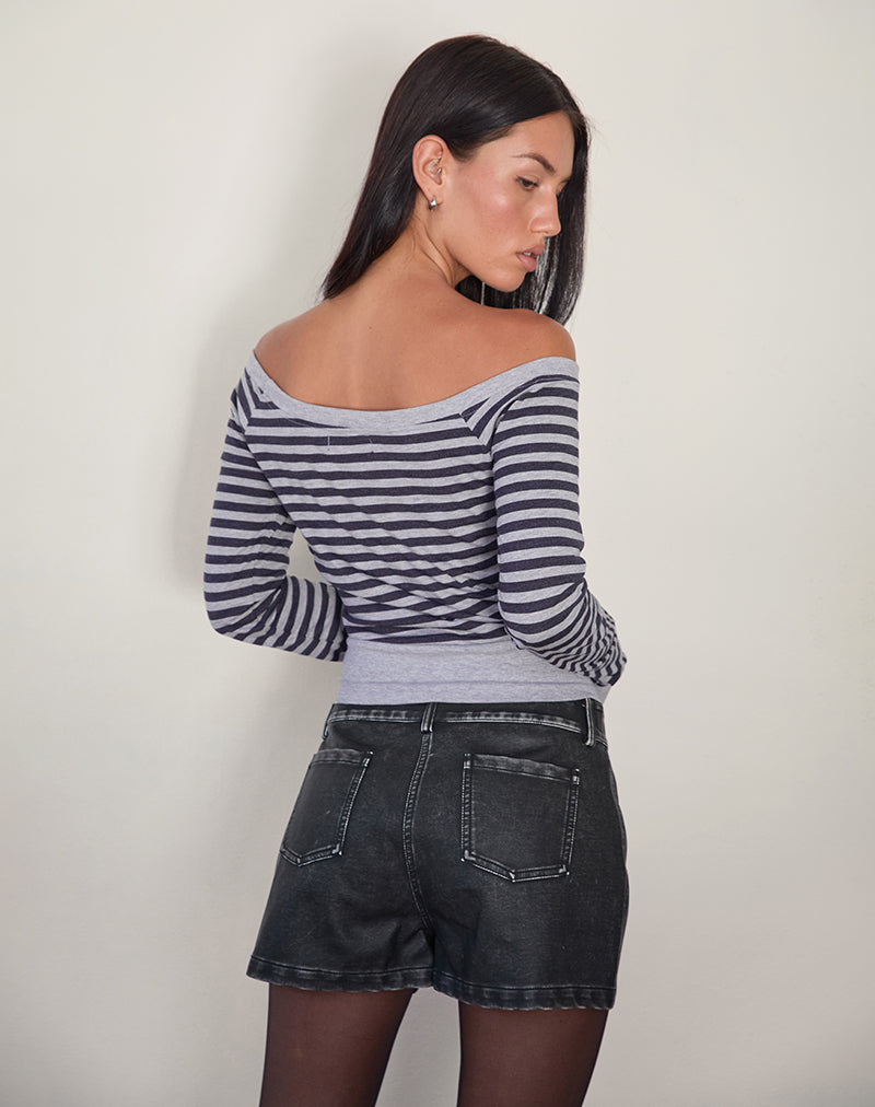 Grey and Black Striped Top | Yacin – motelrocks.com