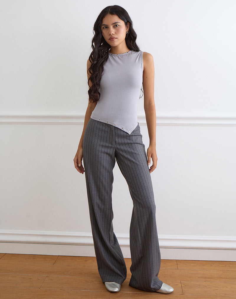 Lilac Grey Double Studded Vest Top | Yetta – motelrocks.com