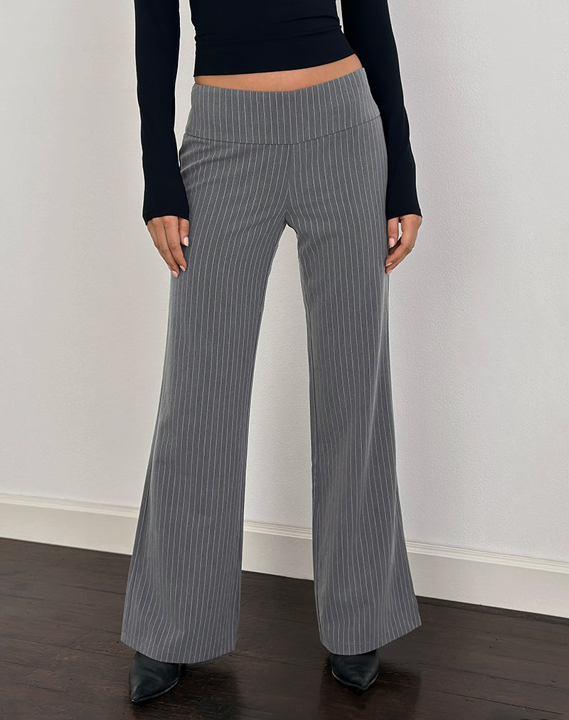 Grey Pinstripe Tailored Trouser | Zolena – motelrocks.com