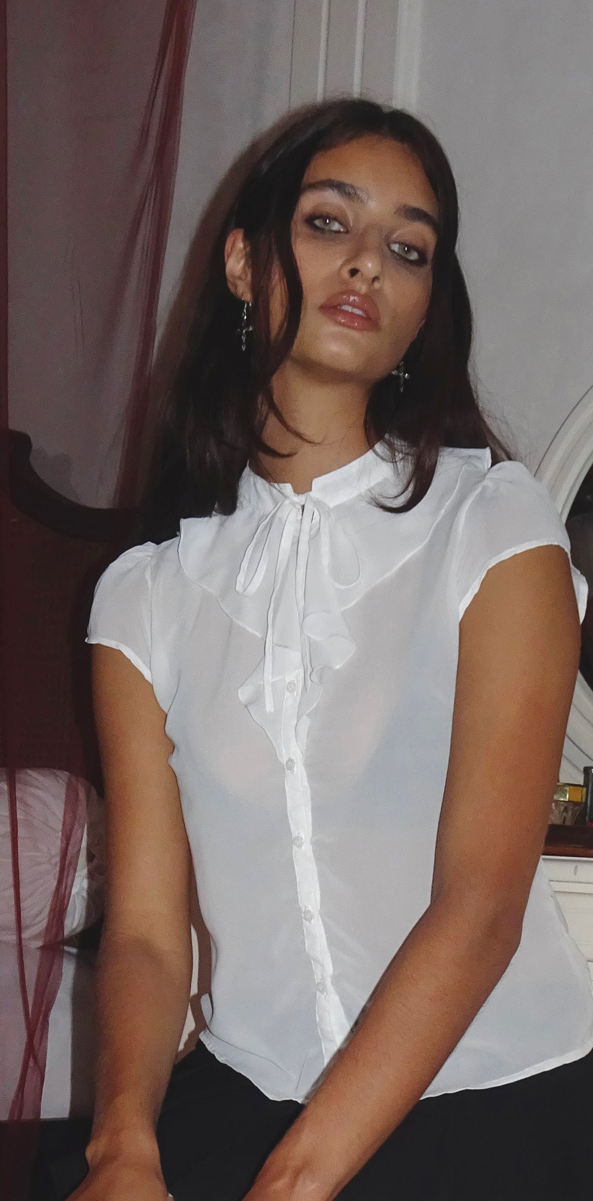White Chiffon Blouse | Lada – motelrocks.com