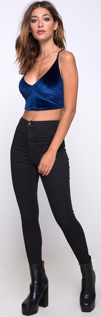 Angel Crop Top in Velvet Navy – motelrocks.com