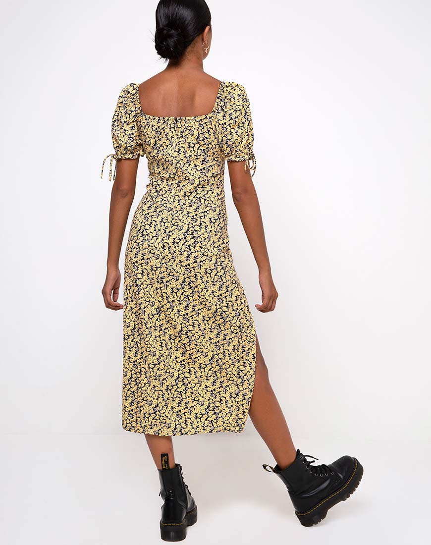 Yellow Floral Midi Dress | Cello – motelrocks.com