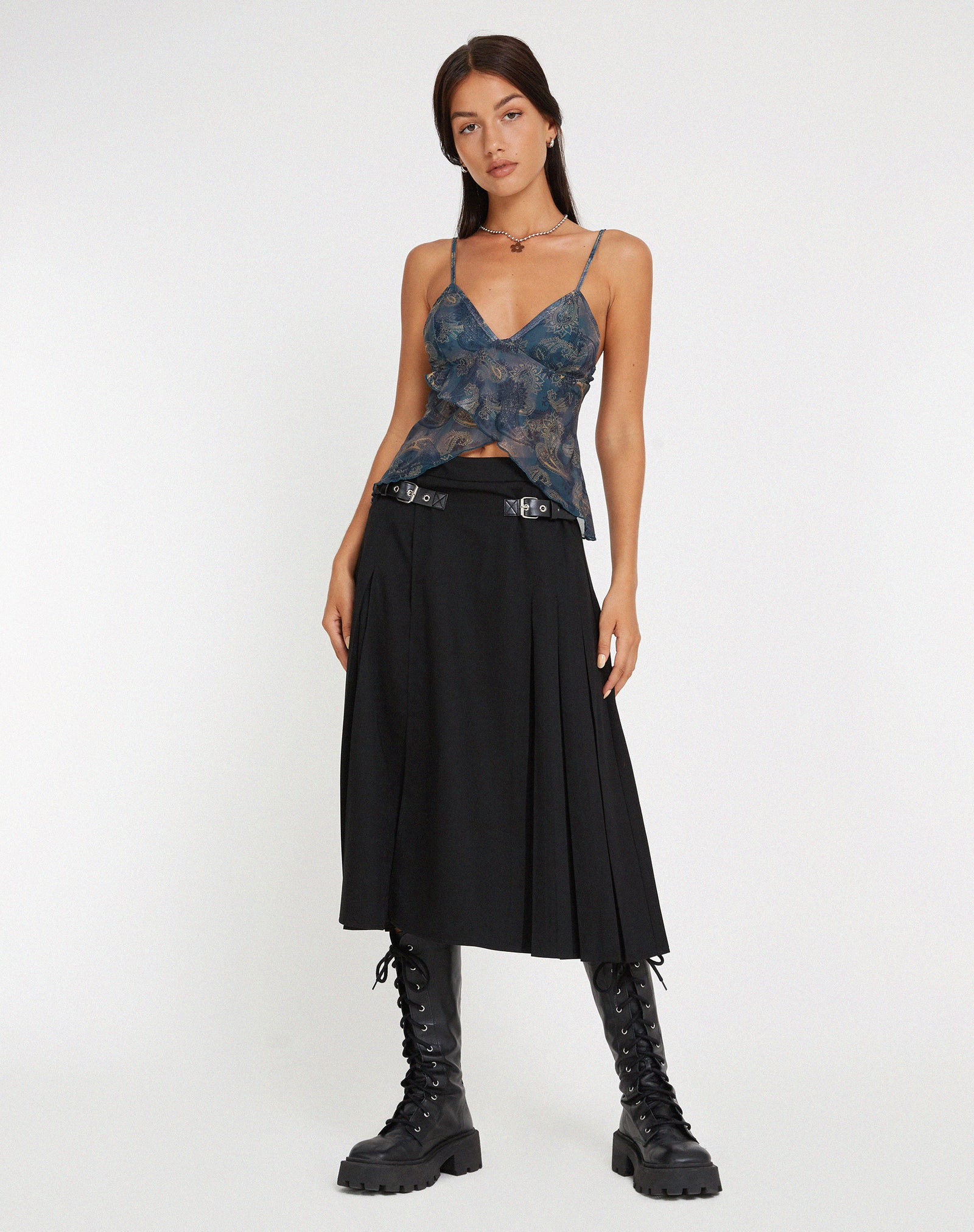 Tonal Blue Paisley Mesh Butterfly Top | Cojira – motelrocks.com