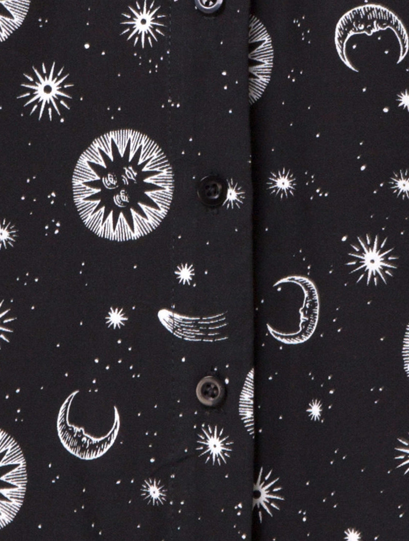 V Neckline Small Celestial black Swing Dress | Crosena - Motel Rocks ...