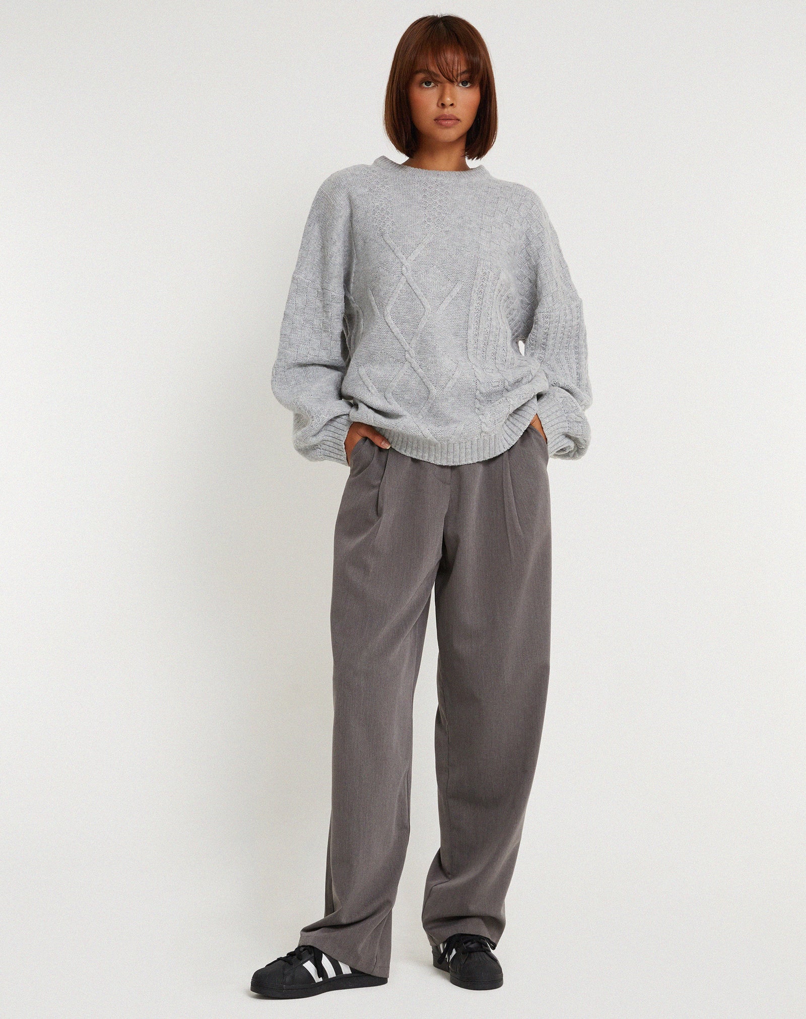 Light Grey Knit Jumper | Danar – motelrocks.com