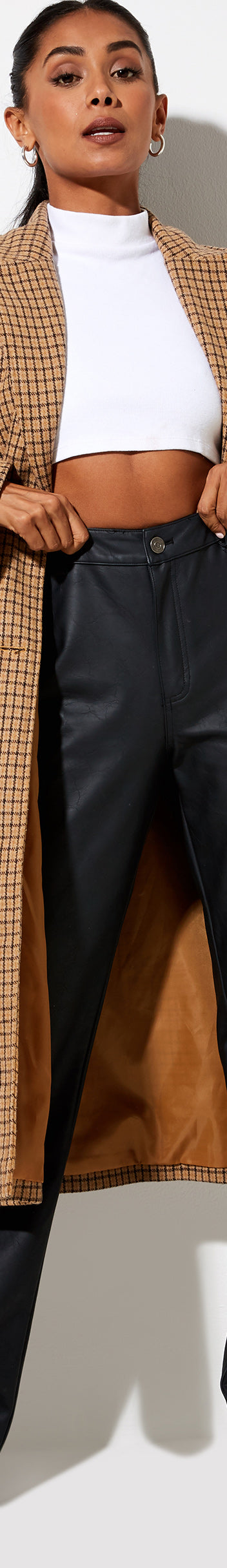 Brown Check Longline Coat | Duster – motelrocks.com