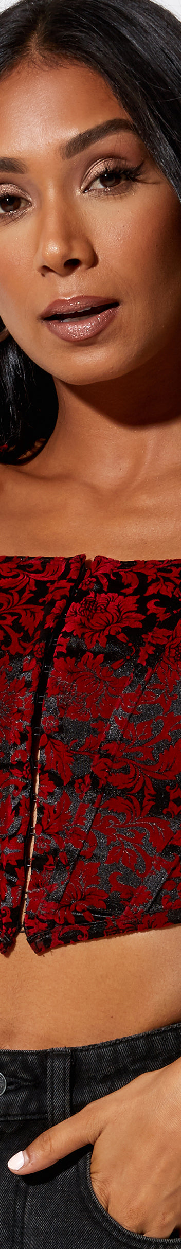 Black and Red Floral Print Crop Top | Elis – motelrocks.com