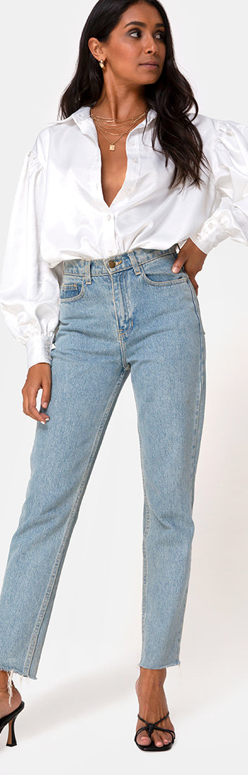 Ivory Satin Blouse | Frantic – motelrocks.com