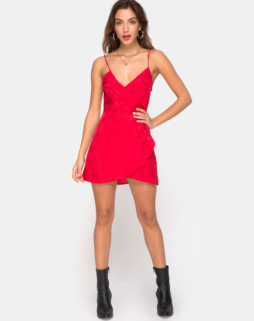 Furia Dress in Satin Rose Red – motelrocks.com