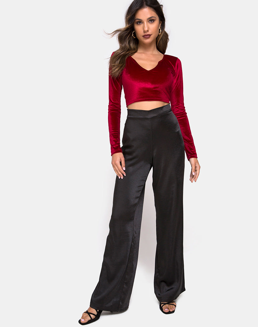 Velvet Burgundy Crop Top | Guan – motelrocks.com