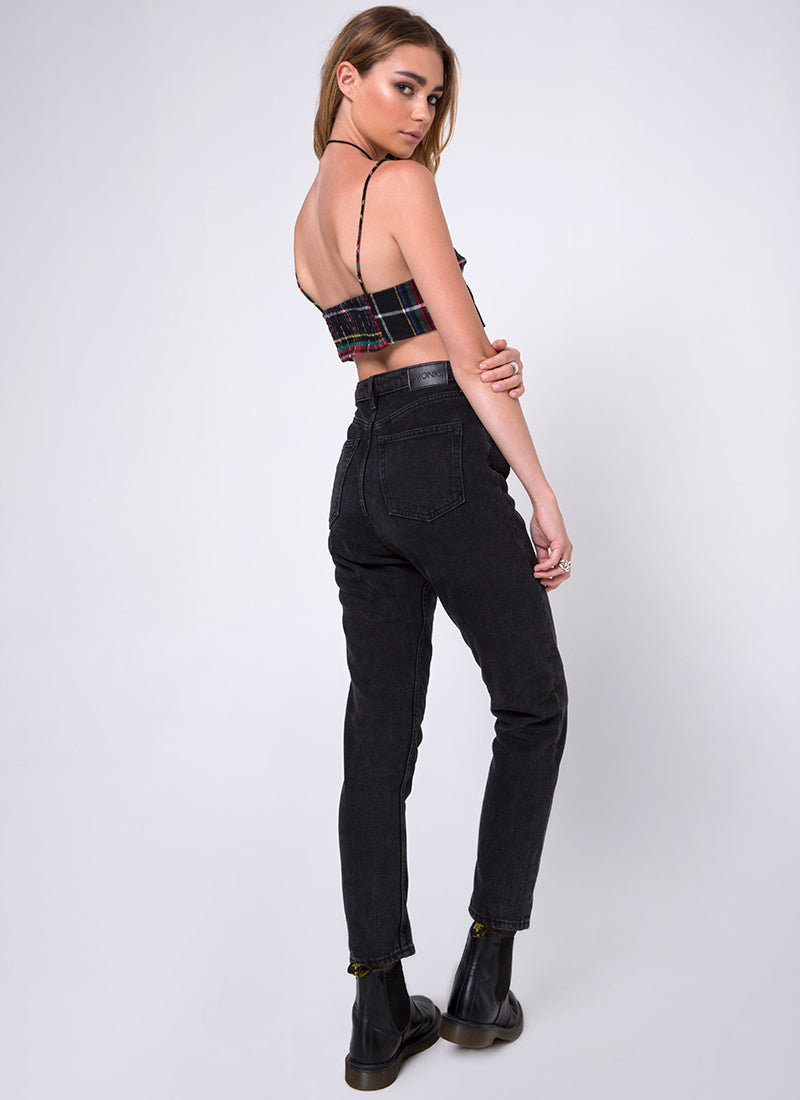 Tie Knot Red Green Yellow and Black Plaid Bralet | Kasen - Motel Rocks ...