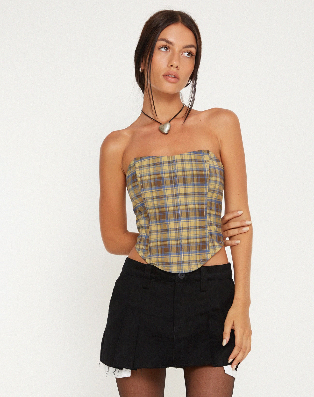 Blue Yellow Check Corset | Kayashi – motelrocks.com