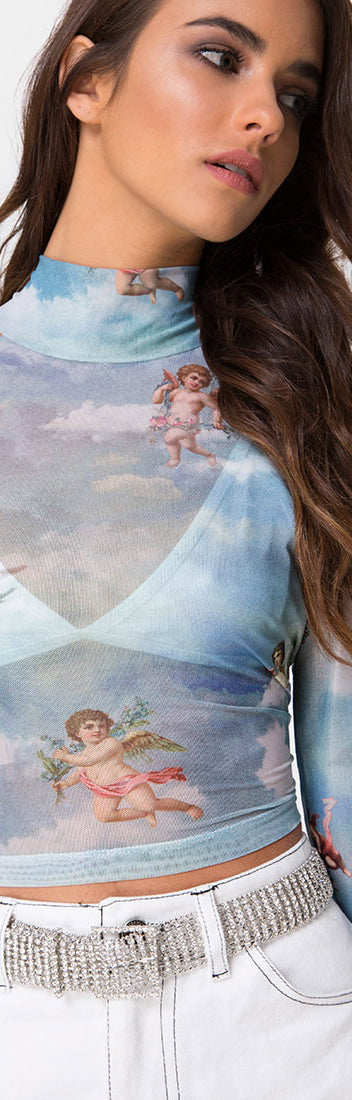 Lara Crop Top in Angel Sky Blue Mesh – motelrocks.com