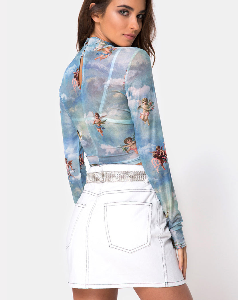 Lara Crop Top in Angel Sky Blue Mesh – motelrocks.com