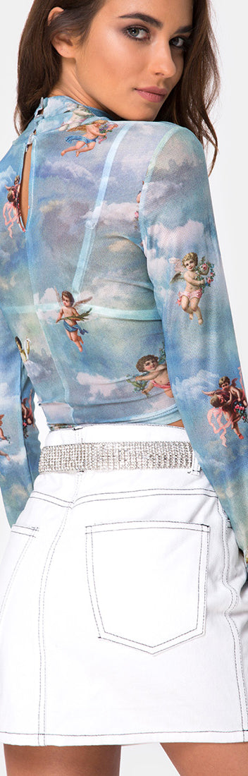 Lara Crop Top in Angel Sky Blue Mesh – motelrocks.com