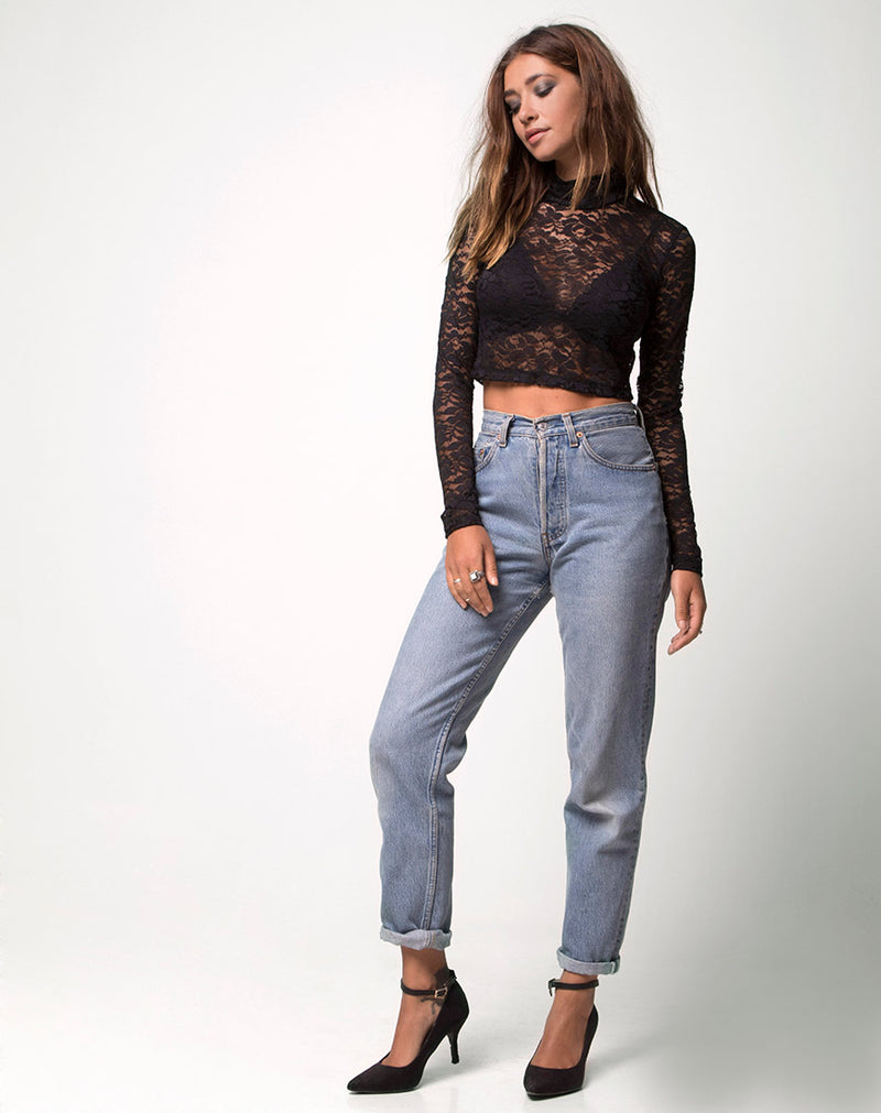 Lara Crop Top in Rose Lace Black – motelrocks.com