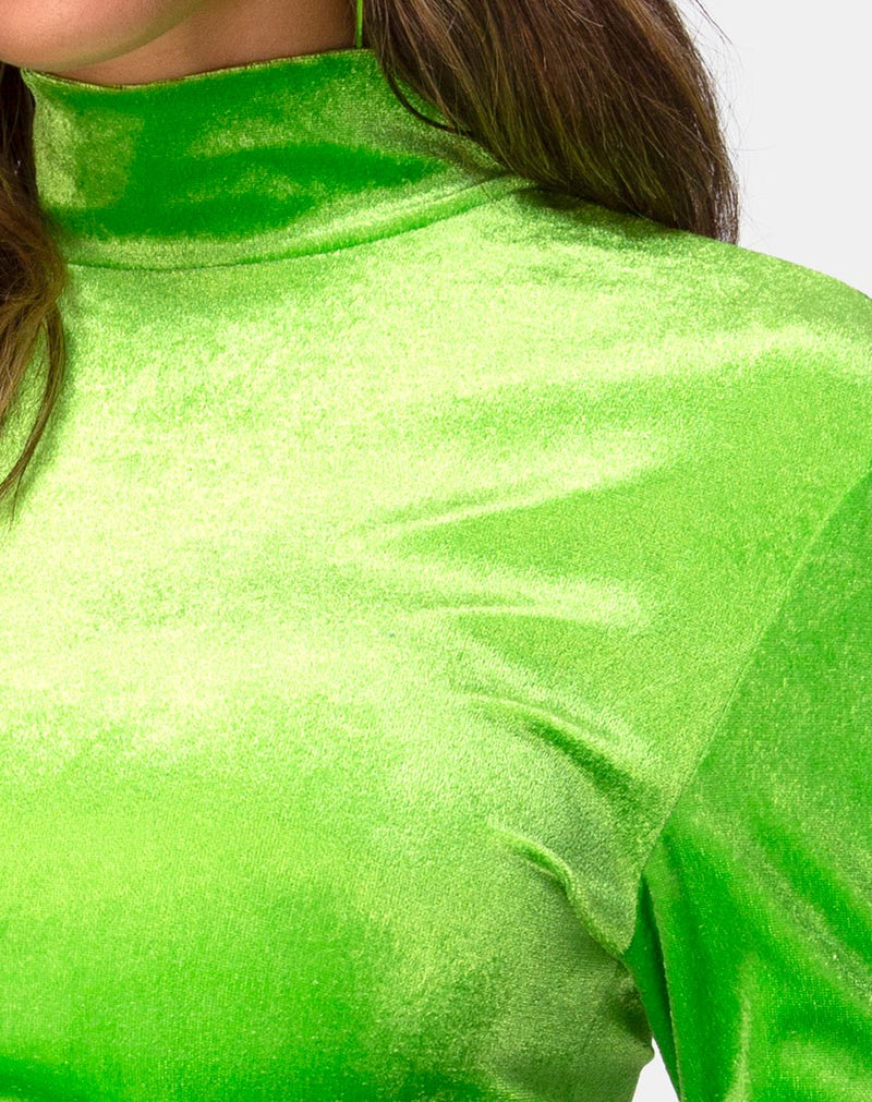 Neon Lime Green Longsleeve Crop Top | Motel – motelrocks.com