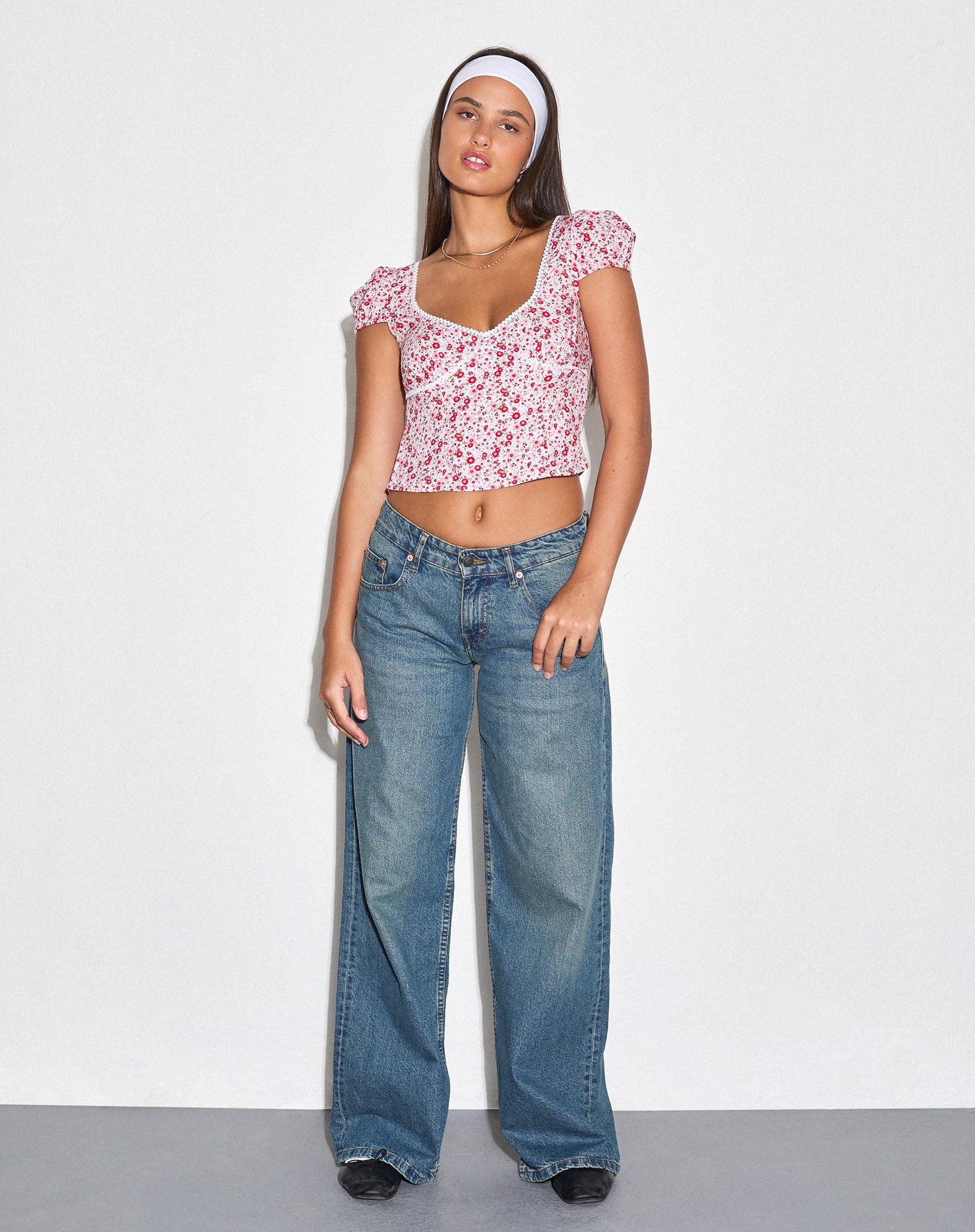 Red Blush Ditsy Floral Top | Laz – motelrocks.com