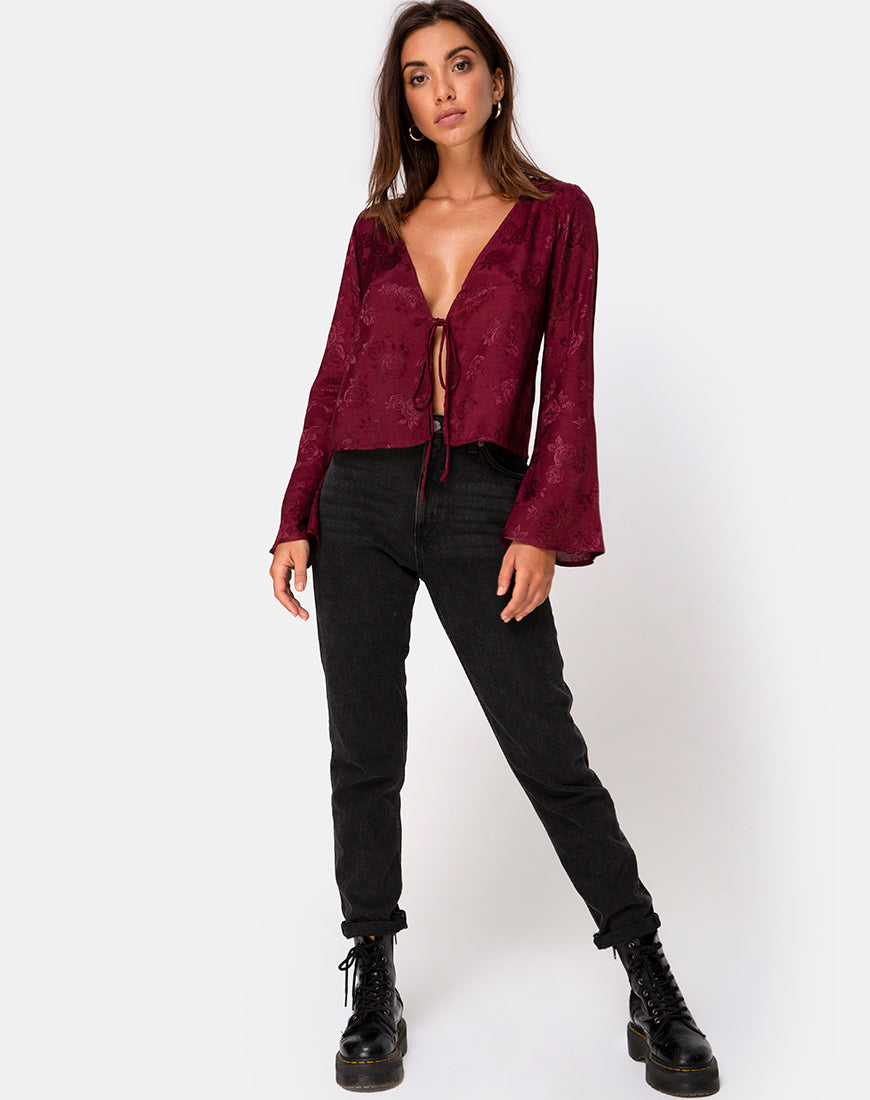 Merida Top in Satin Rose Burgundy – motelrocks.com