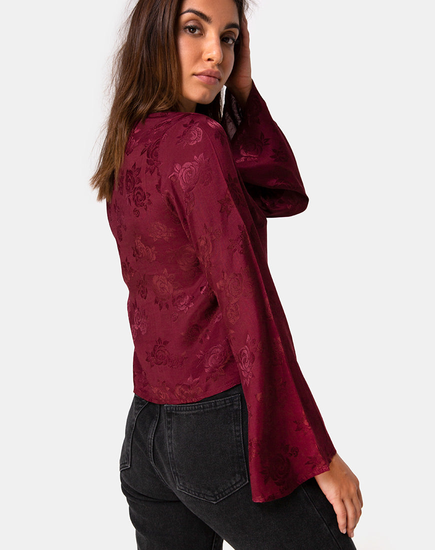 Merida Top in Satin Rose Burgundy – motelrocks.com