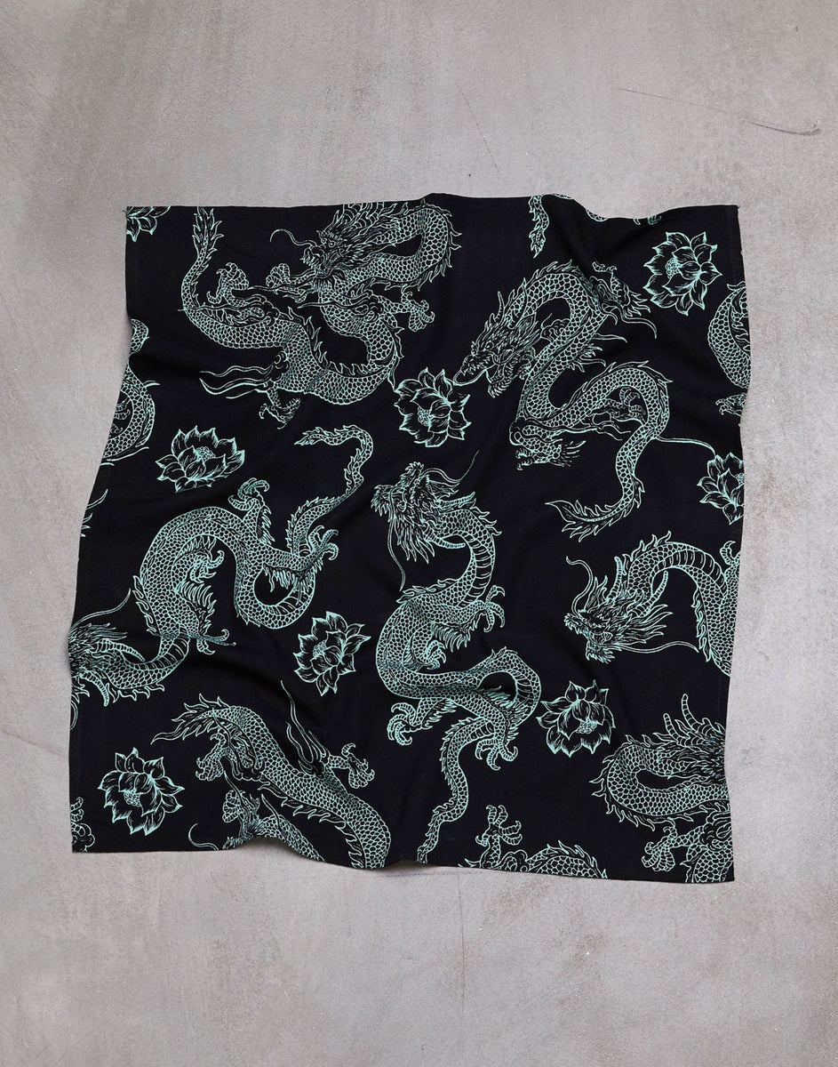 Bandana in Dragon Flower Black and Mint – motelrocks.com
