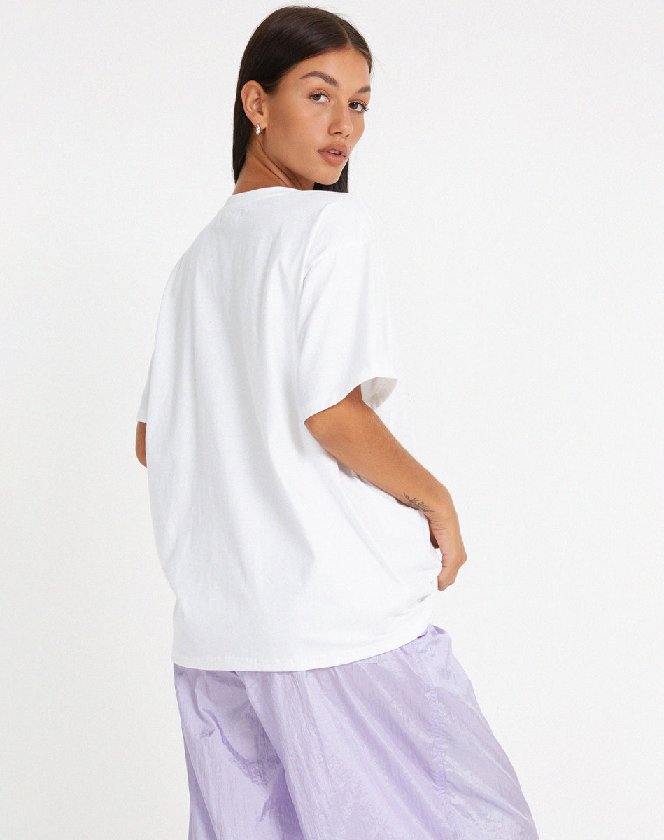 White Oversized Slogan Tshirt | Oversize Basic Tee – motelrocks.com