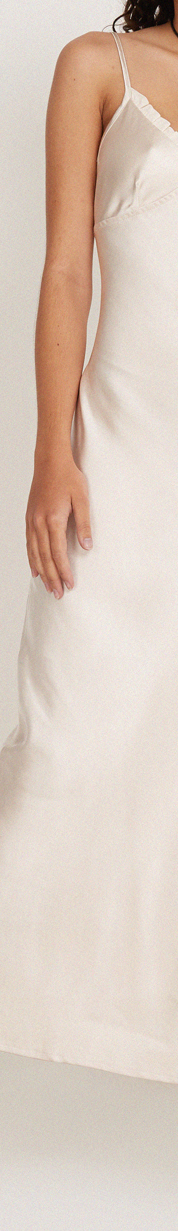Satin Pearled Ivory Midi Dress | Padil – motelrocks.com