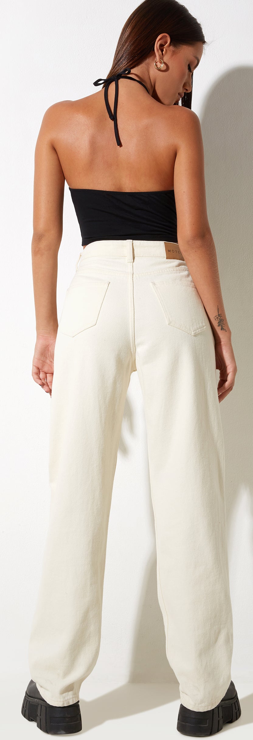 High Waisted 90s Wide Leg White Denim Jeans | Parallel – motelrocks.com