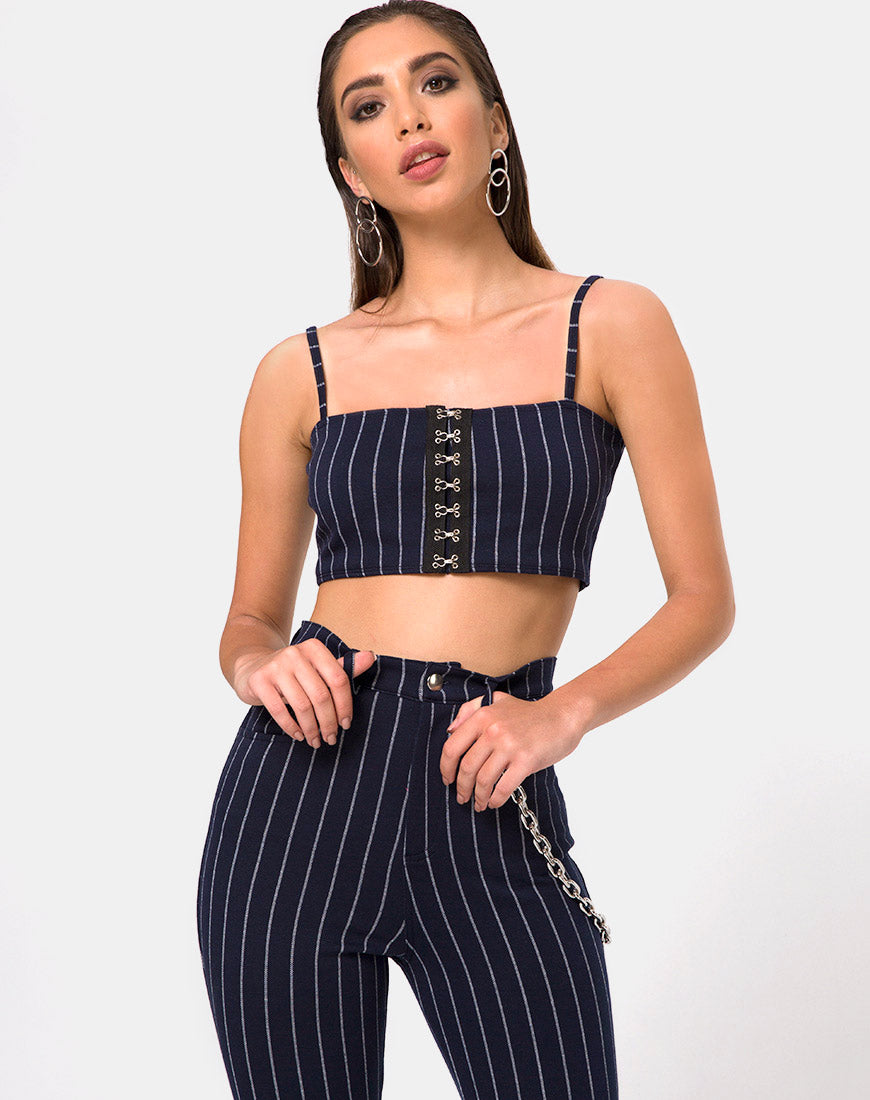 Pin Pants in Navy Pinstriped – motelrocks.com
