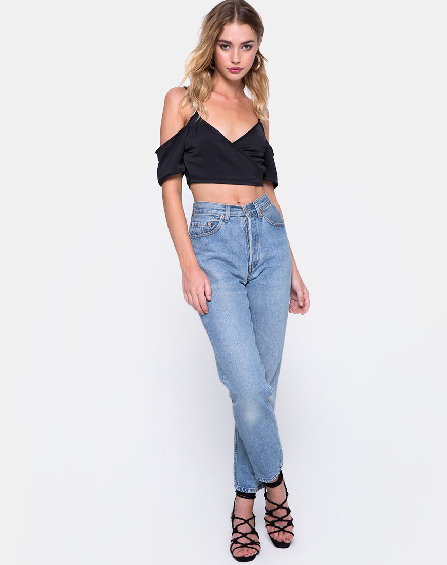 Renta Cold Shoulder Top in Satin Black – motelrocks.com
