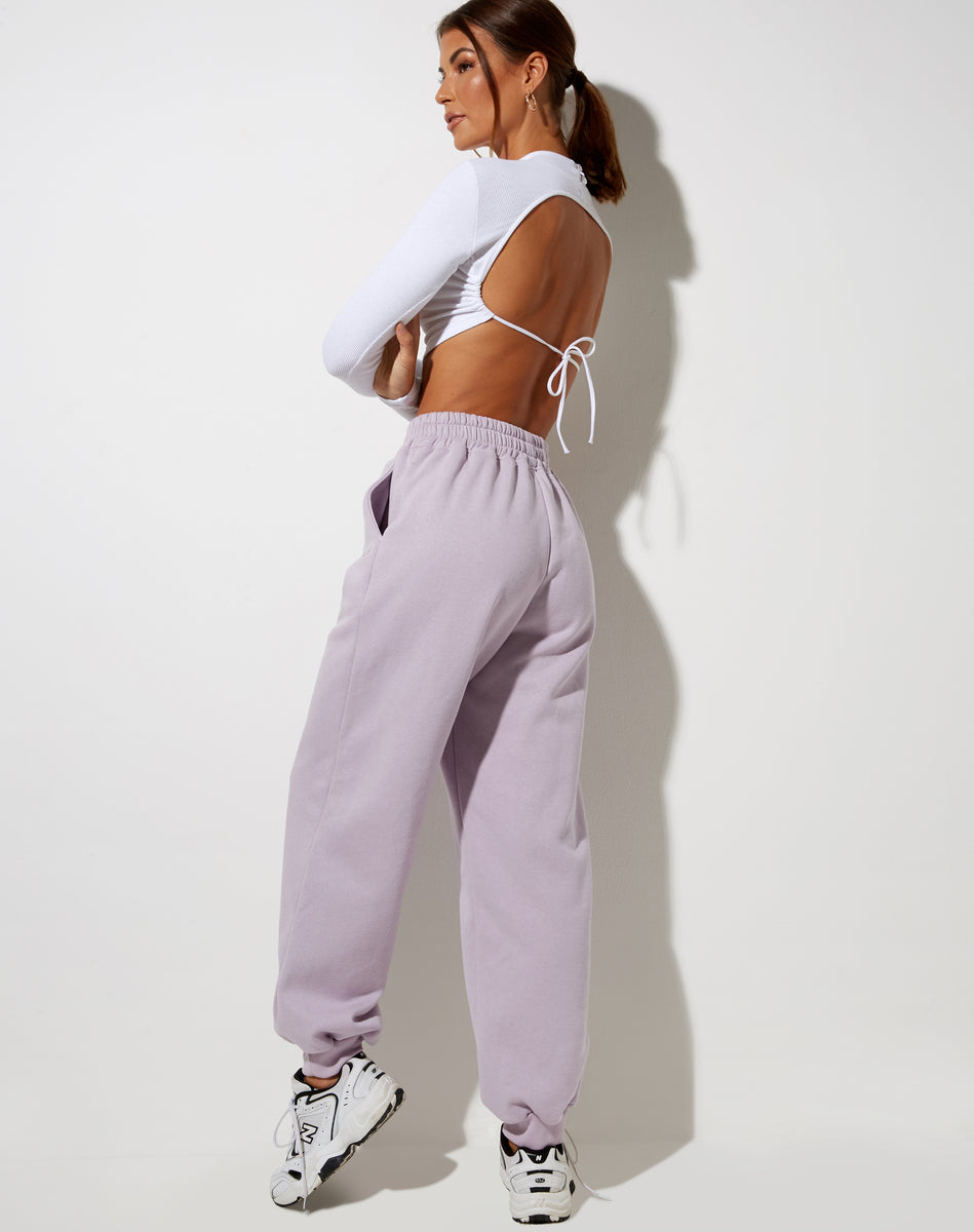 High Waisted Loose Fit Violet Purple Joggers | Roider – motelrocks.com